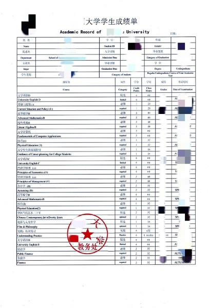 美国留学 官方成绩单 Official Transcript - 常青藤精英教育